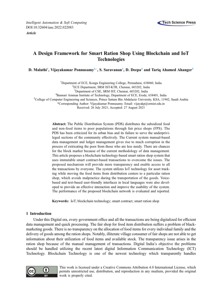 A Design Framework For Smart Ration Shop Using Blo | PDF | Internet Of Things | Usability