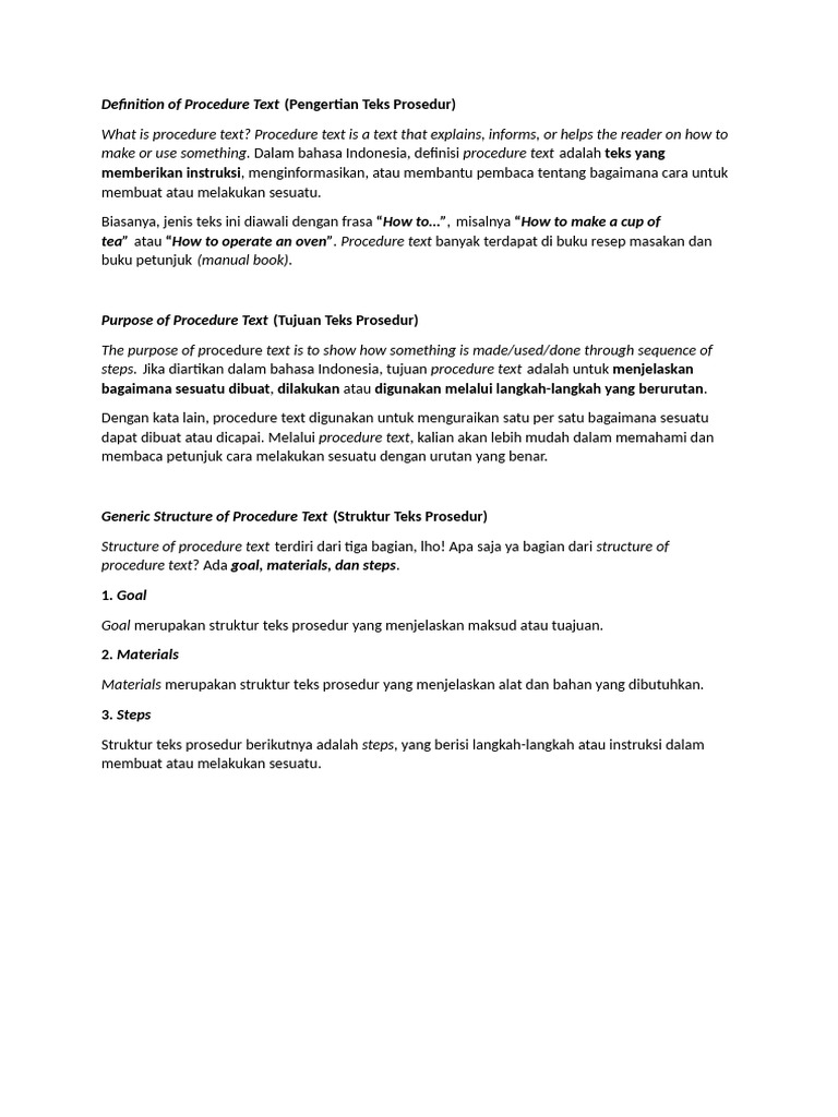 Definition of Procedure Text | PDF