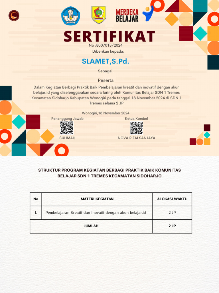 (Buat Banyak 1) Salinan Dari (Buat Banyak 1) Modern Abstrak Sertifikat Penghargaan Partisipasi ...