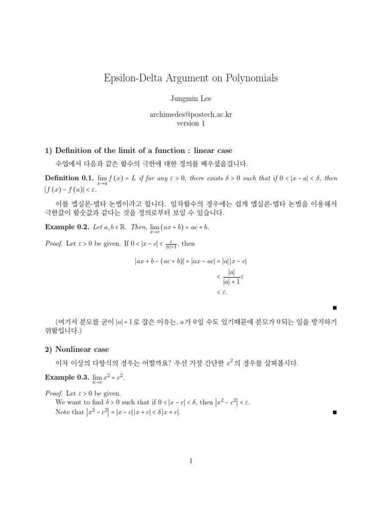 Epsilon-Delta Argument On Polynomials | PDF