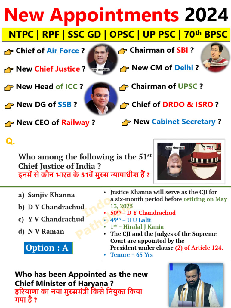 Important Appointments (2 Nov Update) | PDF | Government Of India