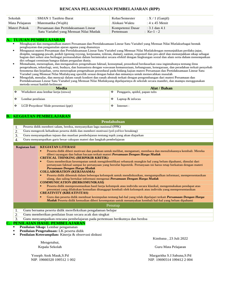 7.RPP MTK Wajib 10 KD 3.1 FIX Ephy | PDF
