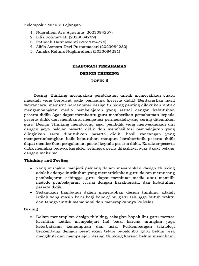 Penerapan Design Thinking di Pendidikan | PDF