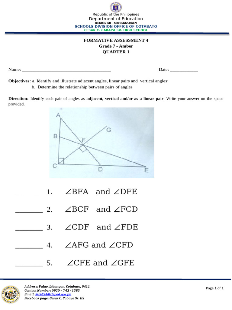 G7 Q1 Formative Assessment 4 | PDF
