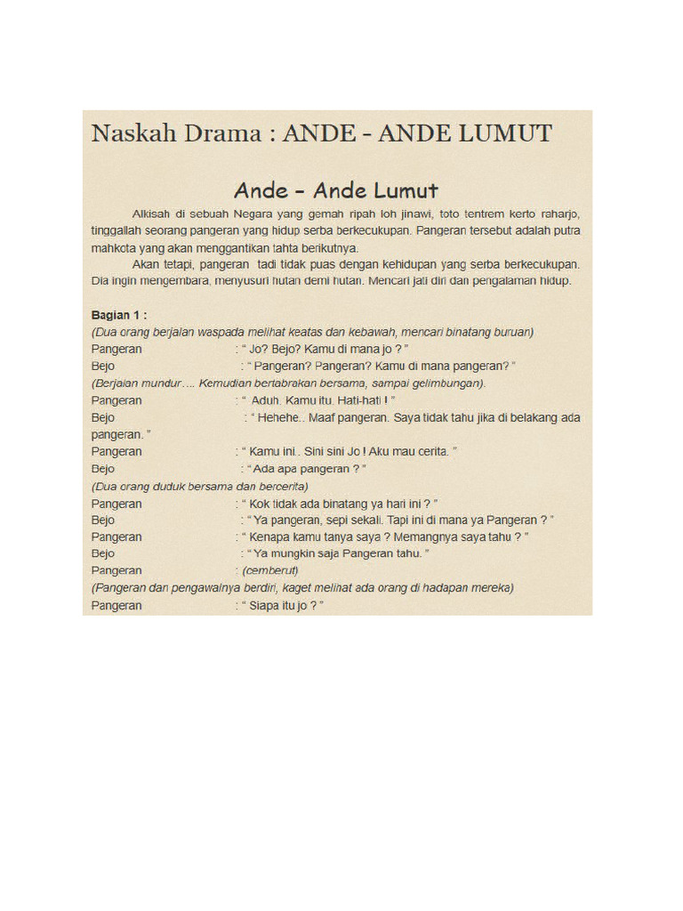 Naskah Drama Ande Ande Lumut | PDF