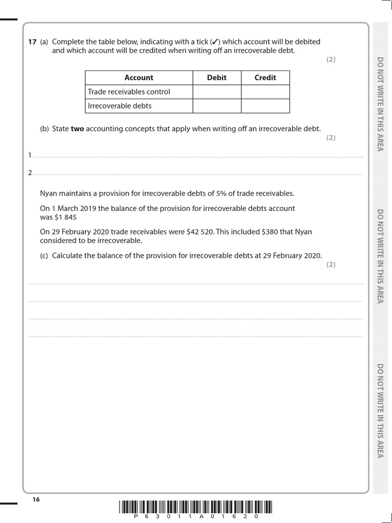 Accounting for Irrecoverable Debts | PDF | Money | Financial Economics