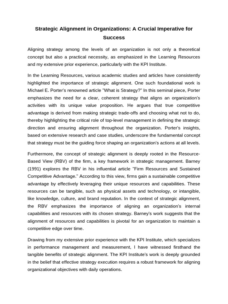 Strategic Alignment in Organizations - A Crucial Imperative for Success ...