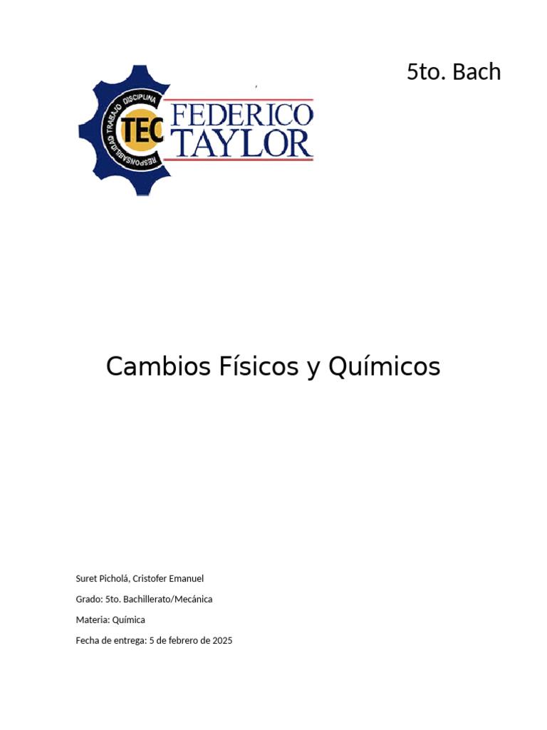 Cambios Físicos y Químicos | PDF | Química | Sustancias químicas