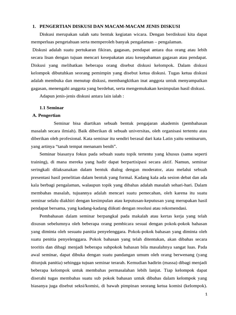 Jenis-Jenis Diskusi: Seminar, Training, Simposium | PDF