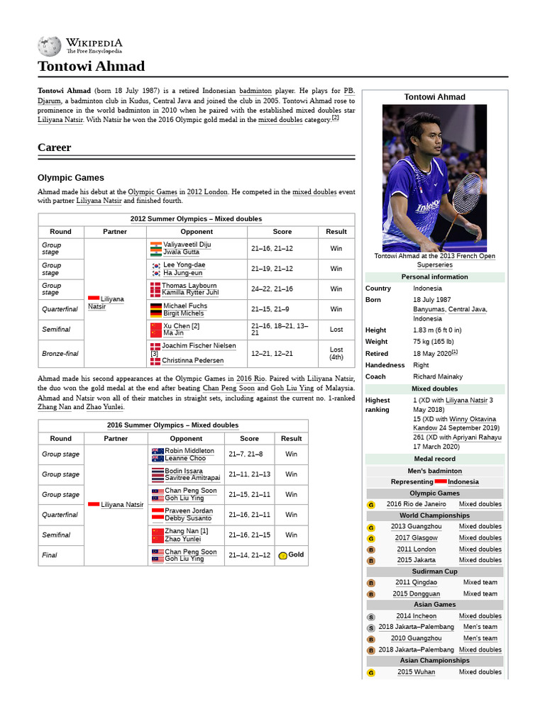 Tontowi_Ahmad | PDF | Sports Competitions