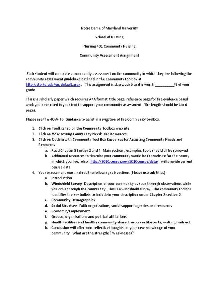 Nursing Community Nursing Assessment | PDF