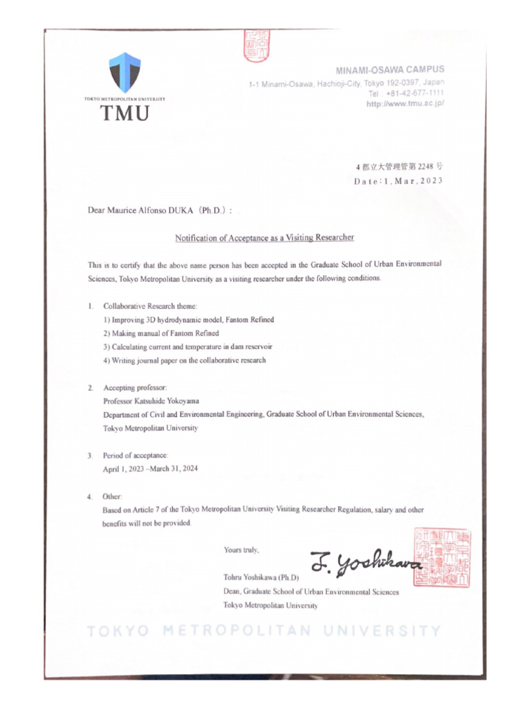 2023-2024 TMU Visiting Researcher | PDF