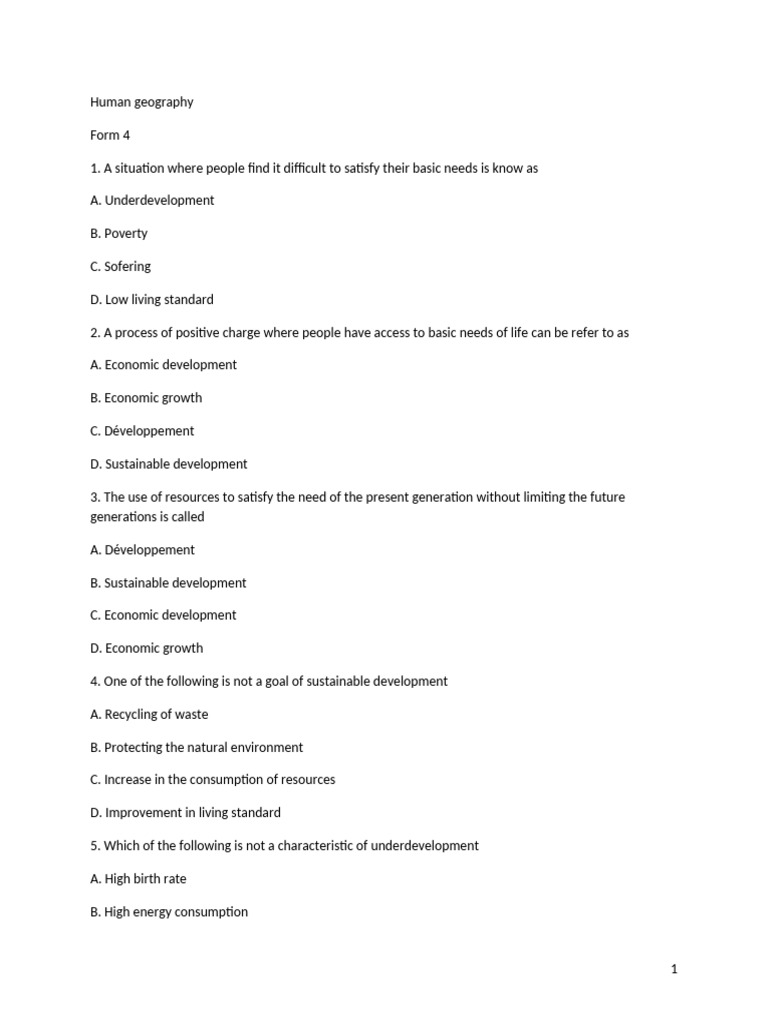Human Geography: Key Concepts and Questions | PDF