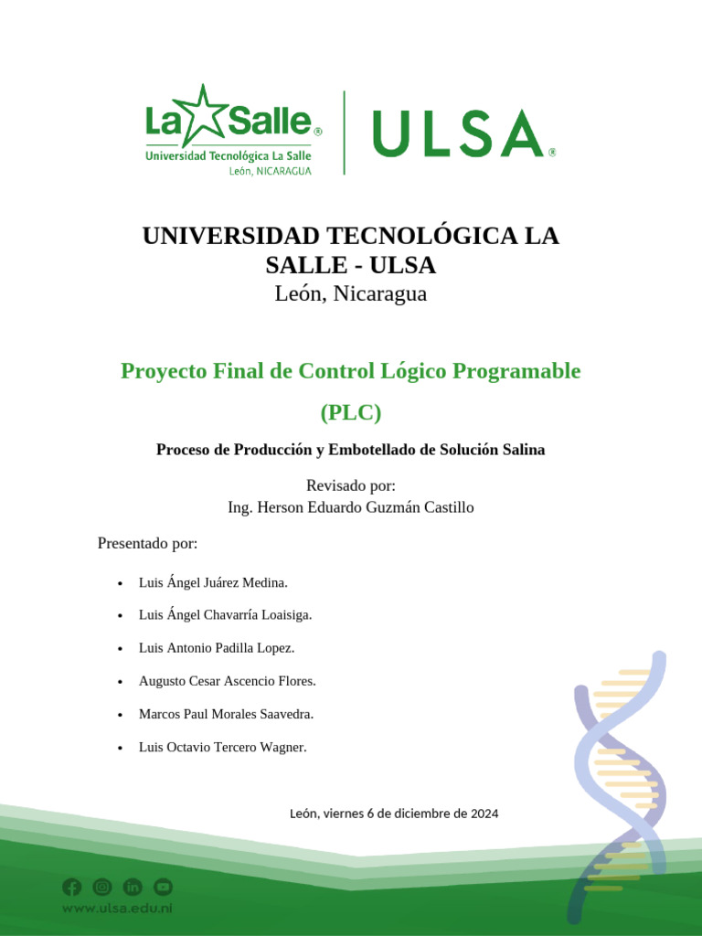 Proyecto Final PLC | PDF | Controlador lógico programable | Calidad (comercial)