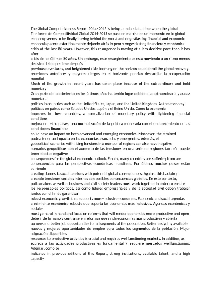 Global Competitiveness Report 2014-2015 | PDF | Sustainability | Economies