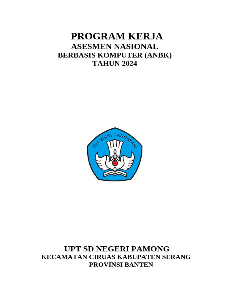 Program Kerja ANBK 2024 UPT SDN Pamong | PDF