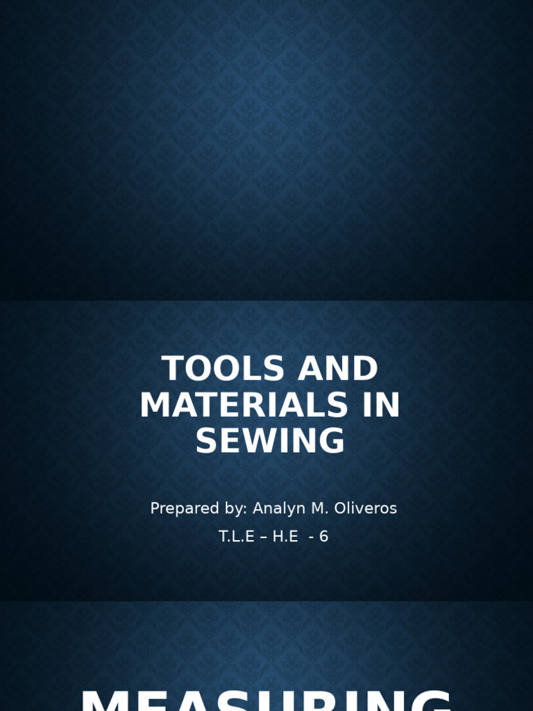 Tools for Grade 6 Sewing Projects | PDF
