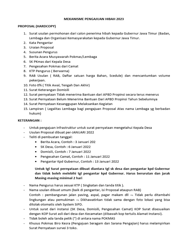 MEKANISME PENGAJUAN PROPOSAL HIBAH 2023 | PDF