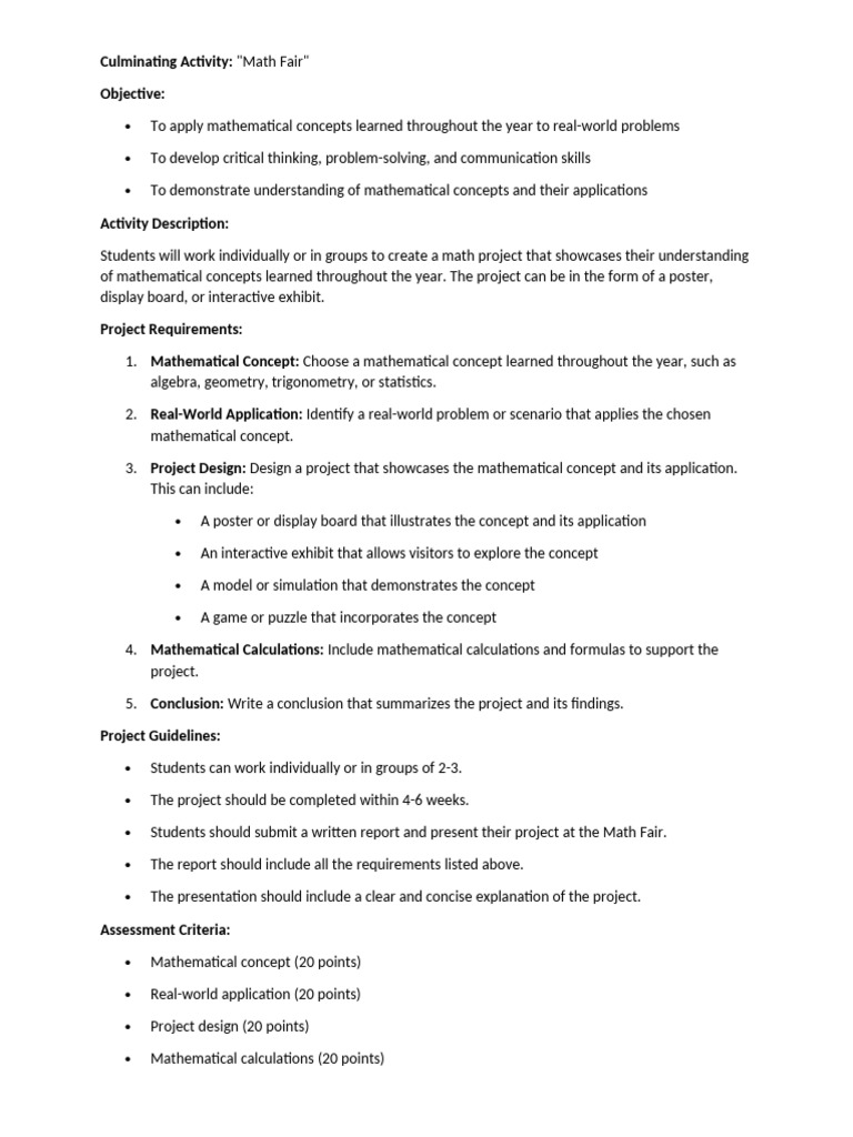 Culminating Activity | PDF | Mathematics | Mathematical Model