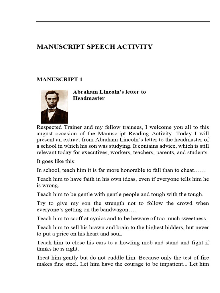 Manuscript Speech | PDF | Empathy | Reputation