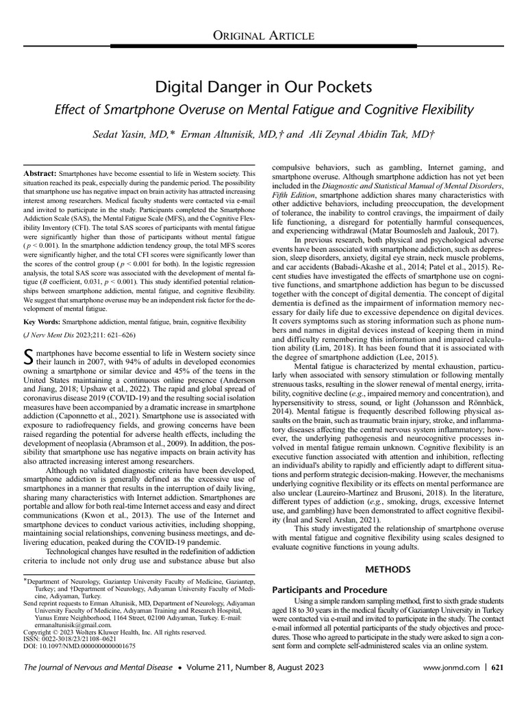 Smartphone Addiction and Mental Fatigue | PDF | Human Diseases And ...
