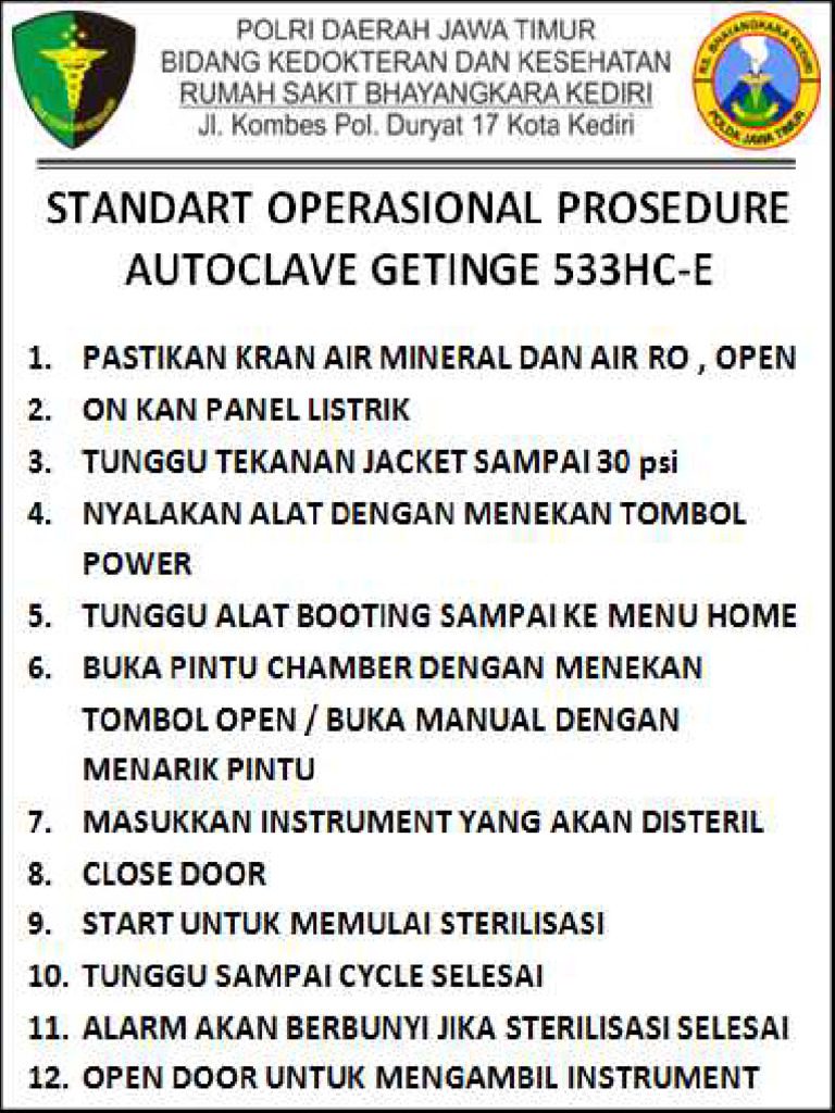 Sop Autoclave Getinge | PDF