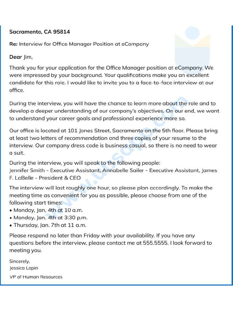 Interview call format letter | PDF