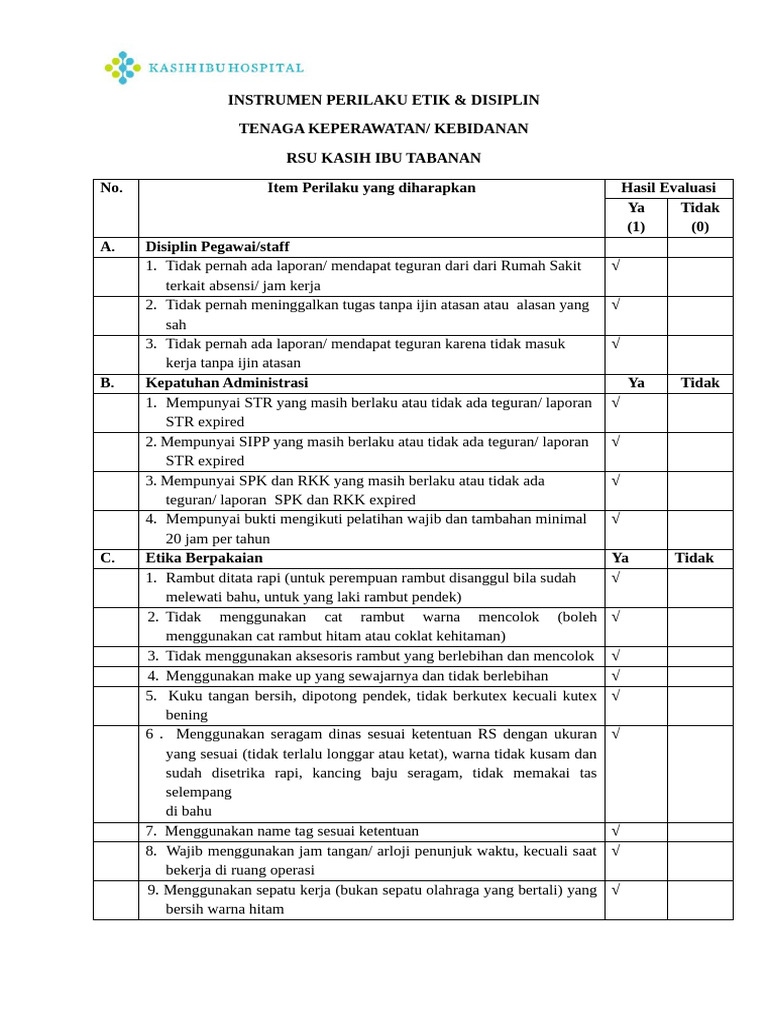 Ns. I Gd Angga Wasistajaya S.Kep_FORM PENILAIAN DISIPLIN STAFF KEPERAWATAN DAN KEBIDANAN (1) | PDF