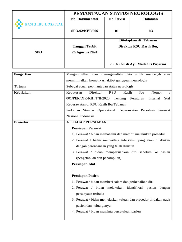 Spo Pepmantauan Status Neurologis | PDF