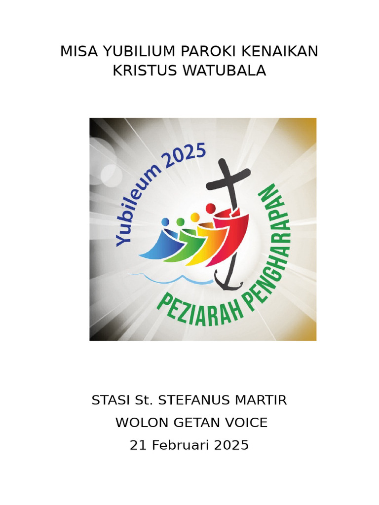 COVER TEKS LAGU MISA YUBILIUM PAROKI KENAIKAN KRISTUS WATUBALA | PDF