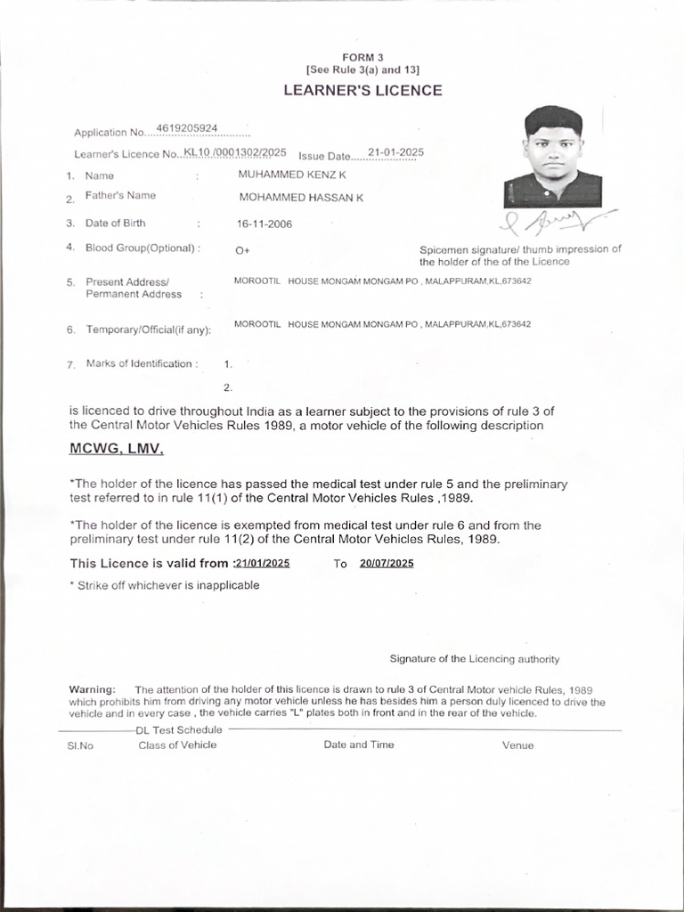 Learner’s License | PDF