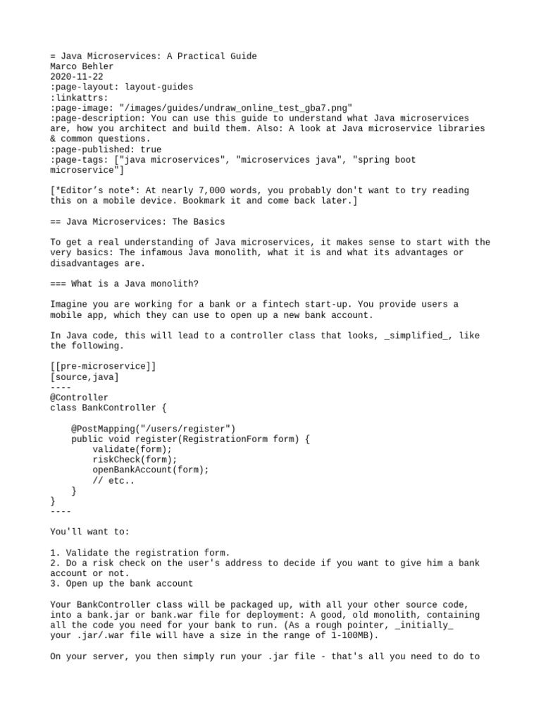 java-microservices-a-practical-guide.adoc | PDF | Java (Programming Language) | Software
