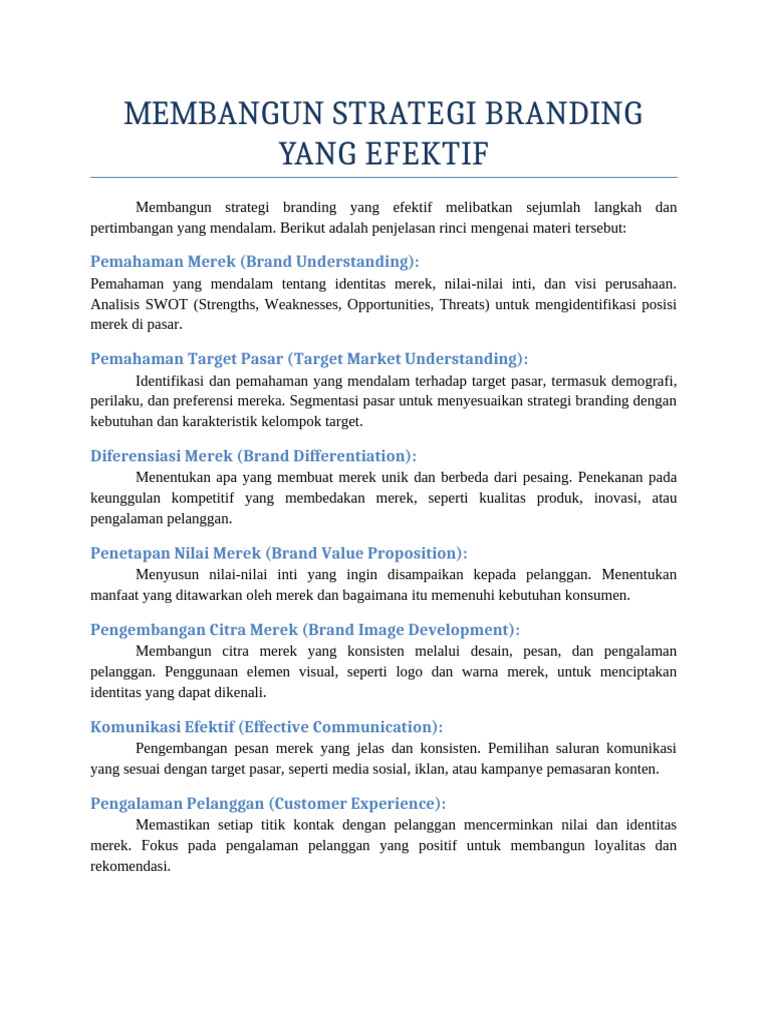 Membangun Strategi Branding Yang Efektif | PDF