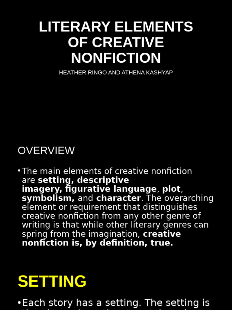 Literary Elements of Creative Nonfiction | PDF | Plot (Narrative ...