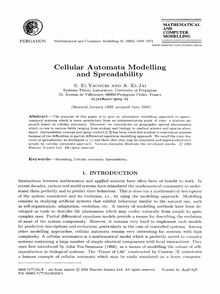 CA modelling and spreadability | PDF | Automata Theory | Lattice (Group)