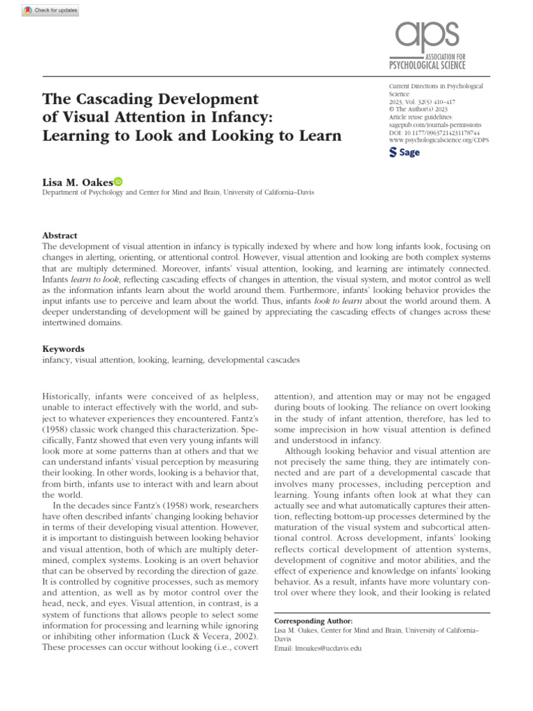 The Cascading Development of Visual Attention in Infancy - Learning To ...