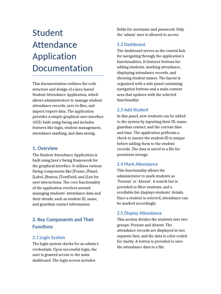 Student Attendance App Documentation | PDF | Computing | Software