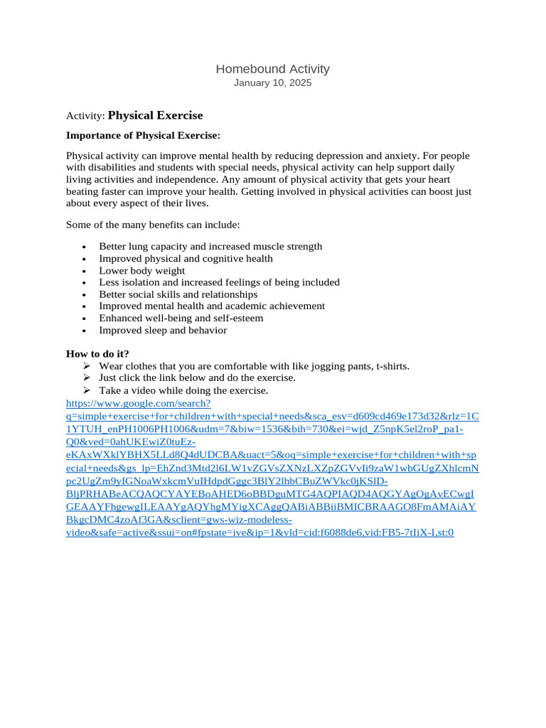 Homebound Activity | PDF