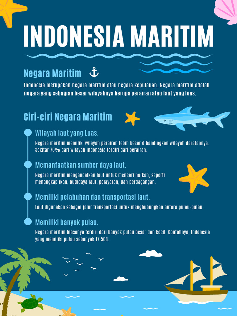 Indonesia Maritim Poster Pendidikan Biru Hijau Dan Kuning Ilustrasi | PDF