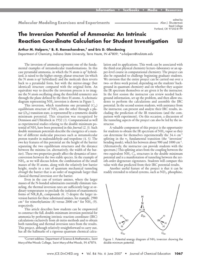 Ammonia Inversion: IRC Calculations for Students | PDF | Quantum ...