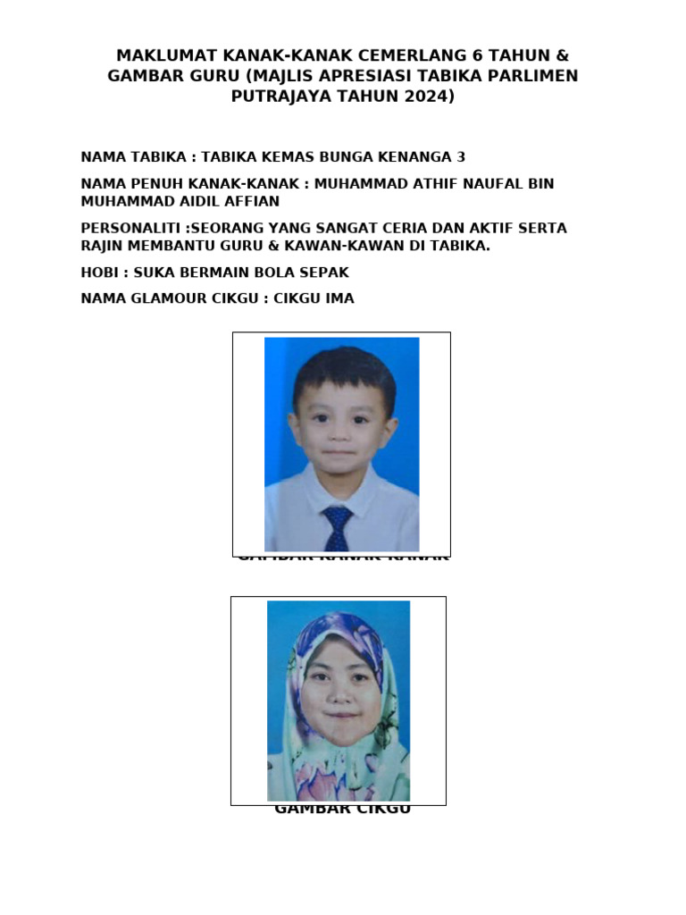 Gambar KNK2 Cemerlang Tabika Kemas Bunga Kenanga 2 Dan 3 | PDF