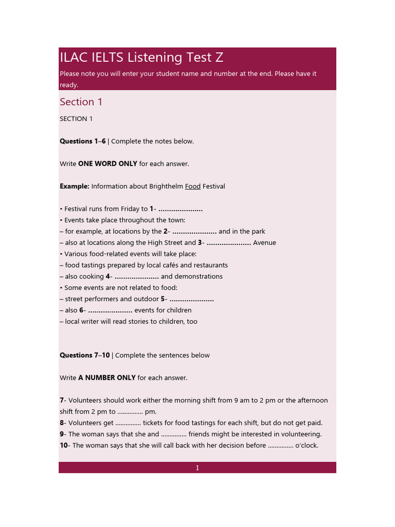 ILAC Listening Test Z PDF | PDF | Banana
