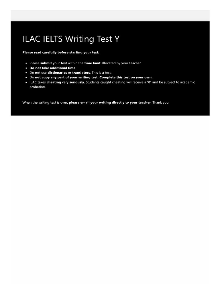 ILAC IELTS Writing Test Y | PDF