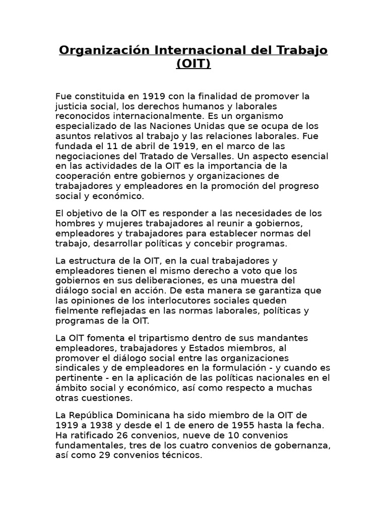 Orgnizacion Internacional Del Trabajo | PDF | Organización ...