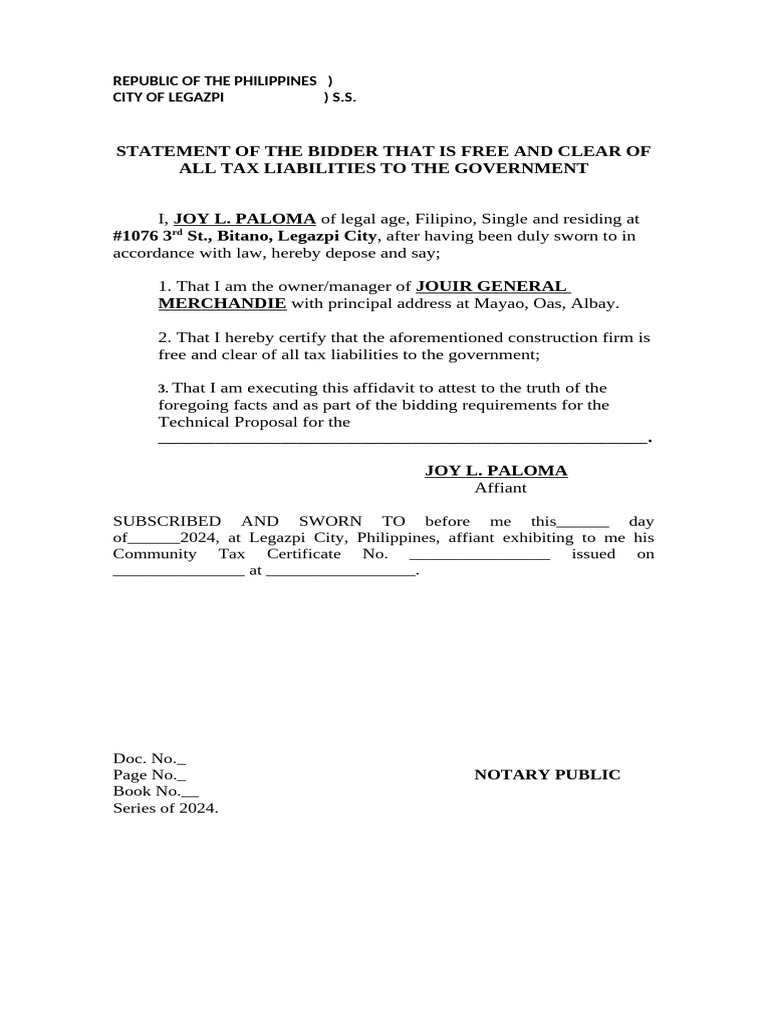 Cert. With No Liabilities | PDF
