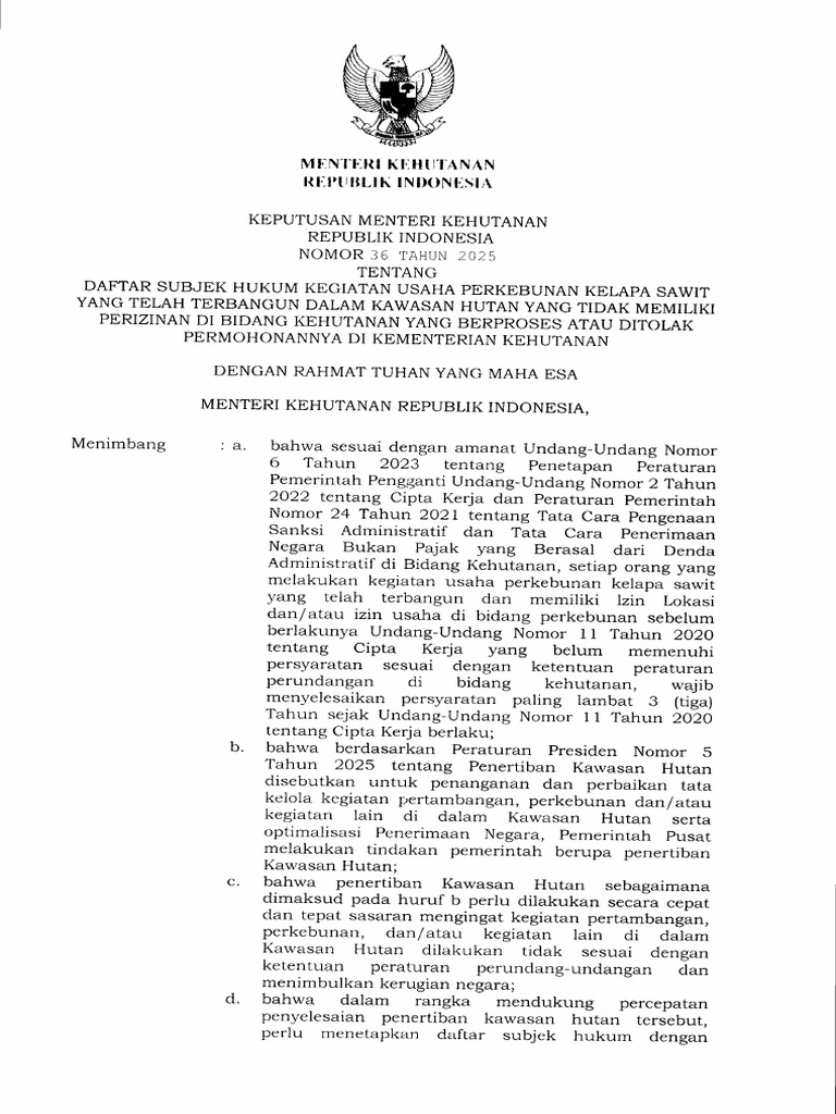 SK 36 Tahun 2025 | PDF