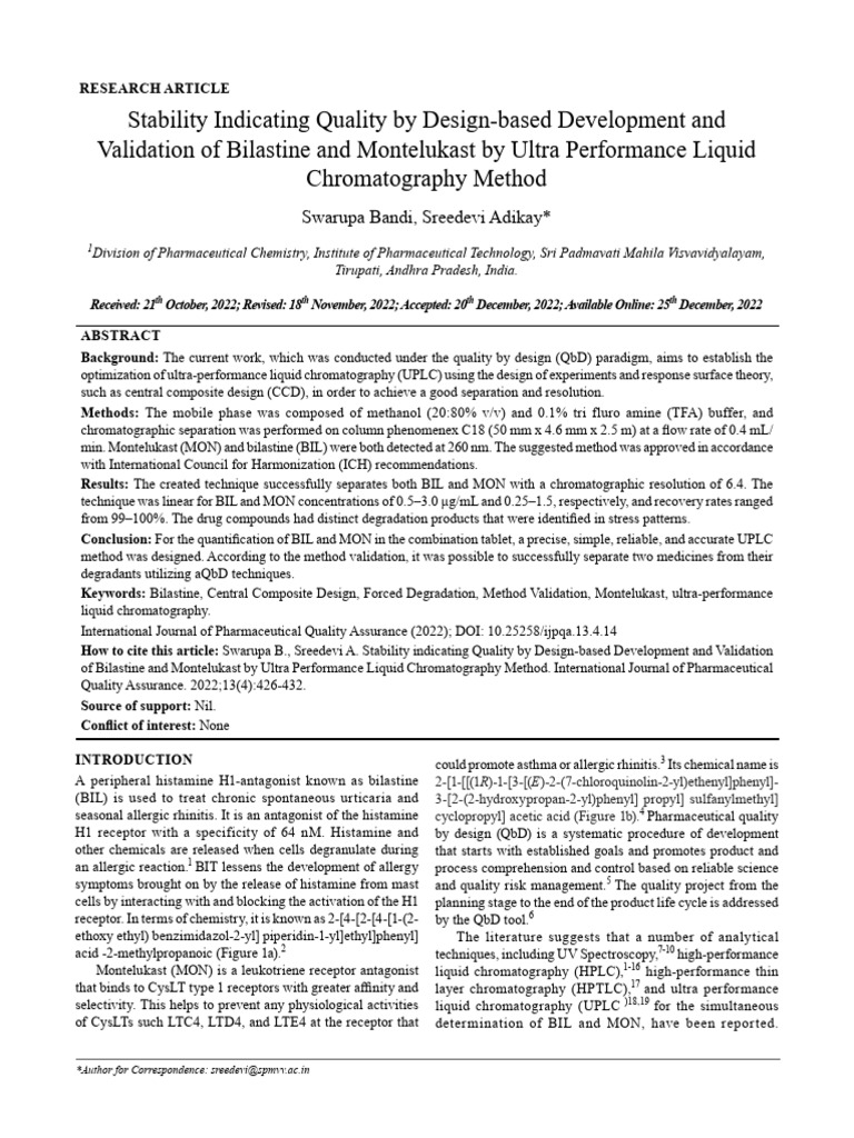 Stability Indicating Quality by Design-Based Devel | PDF | High Performance Liquid ...