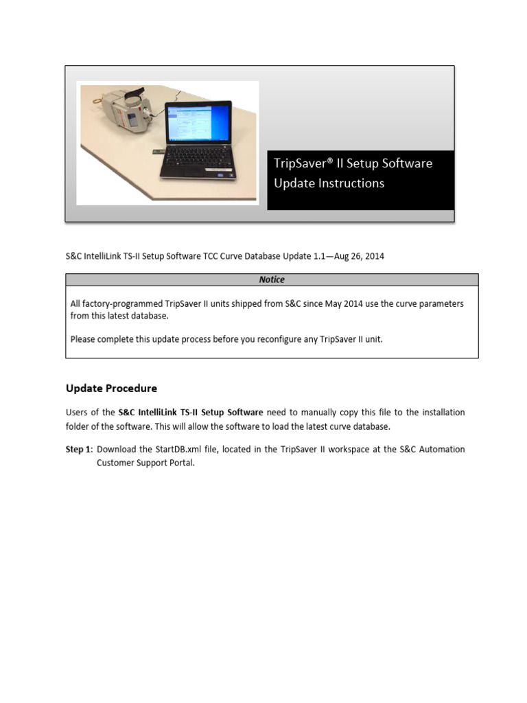 TripSaver II Setup Software Database Update 1.1 | PDF