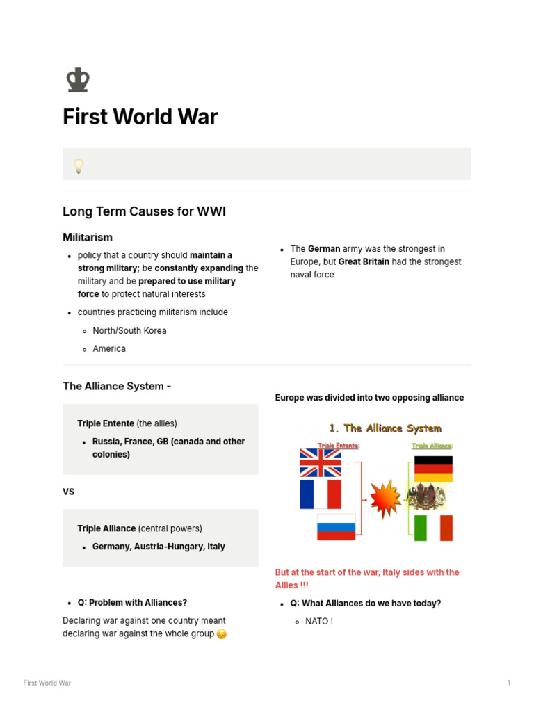 Causes and Impact of World War I | PDF | World War I | Trench Warfare