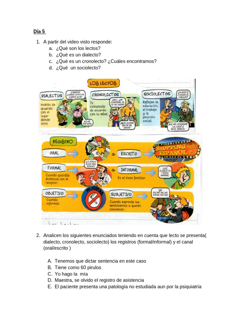 Tipos de lectos y análisis de enunciados | PDF